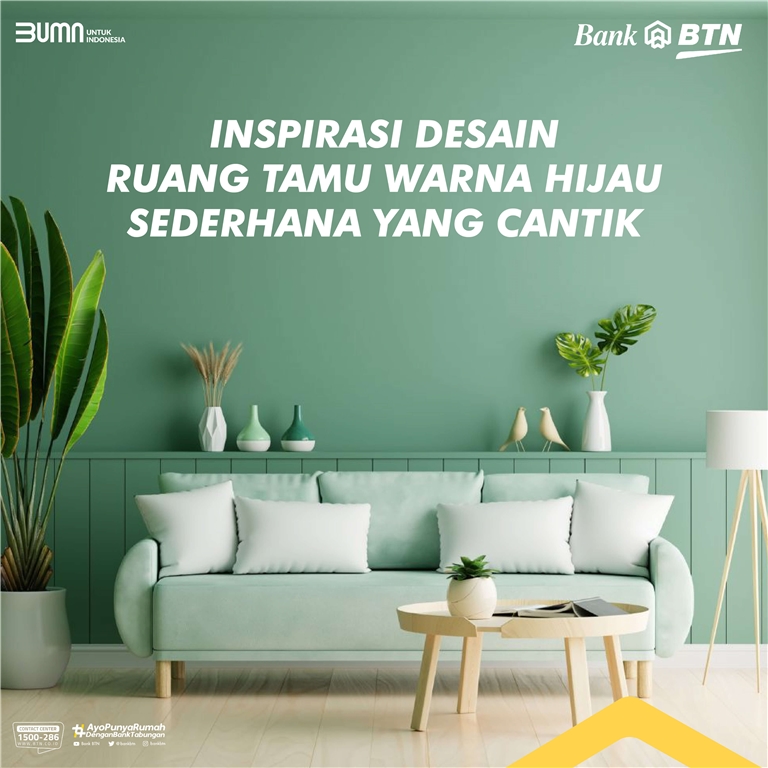 Inspirasi Desain Ruang Tamu Warna Hijau Sederhana yang Cantik