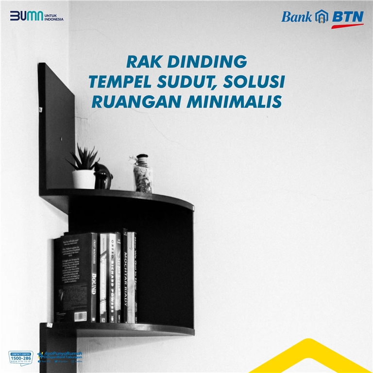 Rak Dinding Tempel Sudut, Solusi Ruangan Minimalis