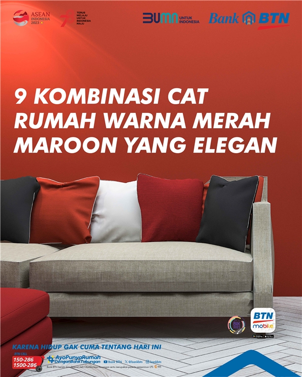 9 Kombinasi Cat Rumah Warna Merah Maroon yang Elegan