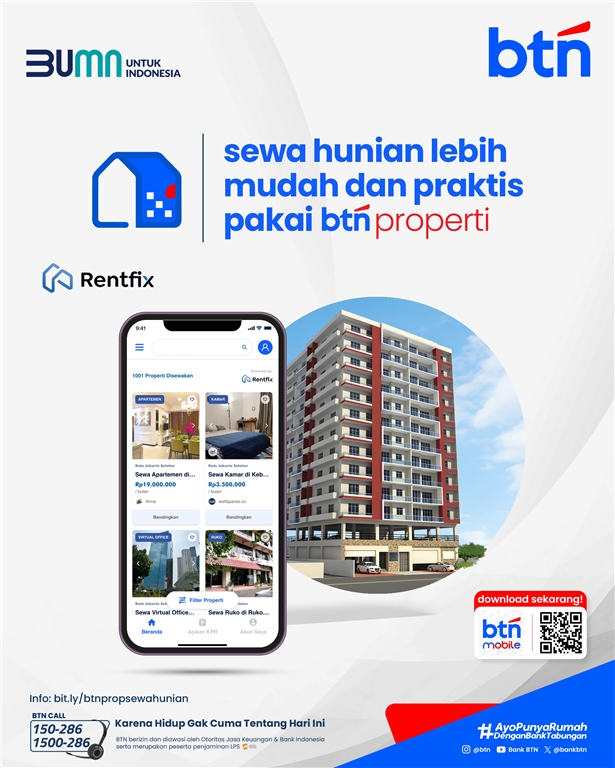 BTN Properti menjadi Platform Pertama yang menyediakan fitur Sewa Properti